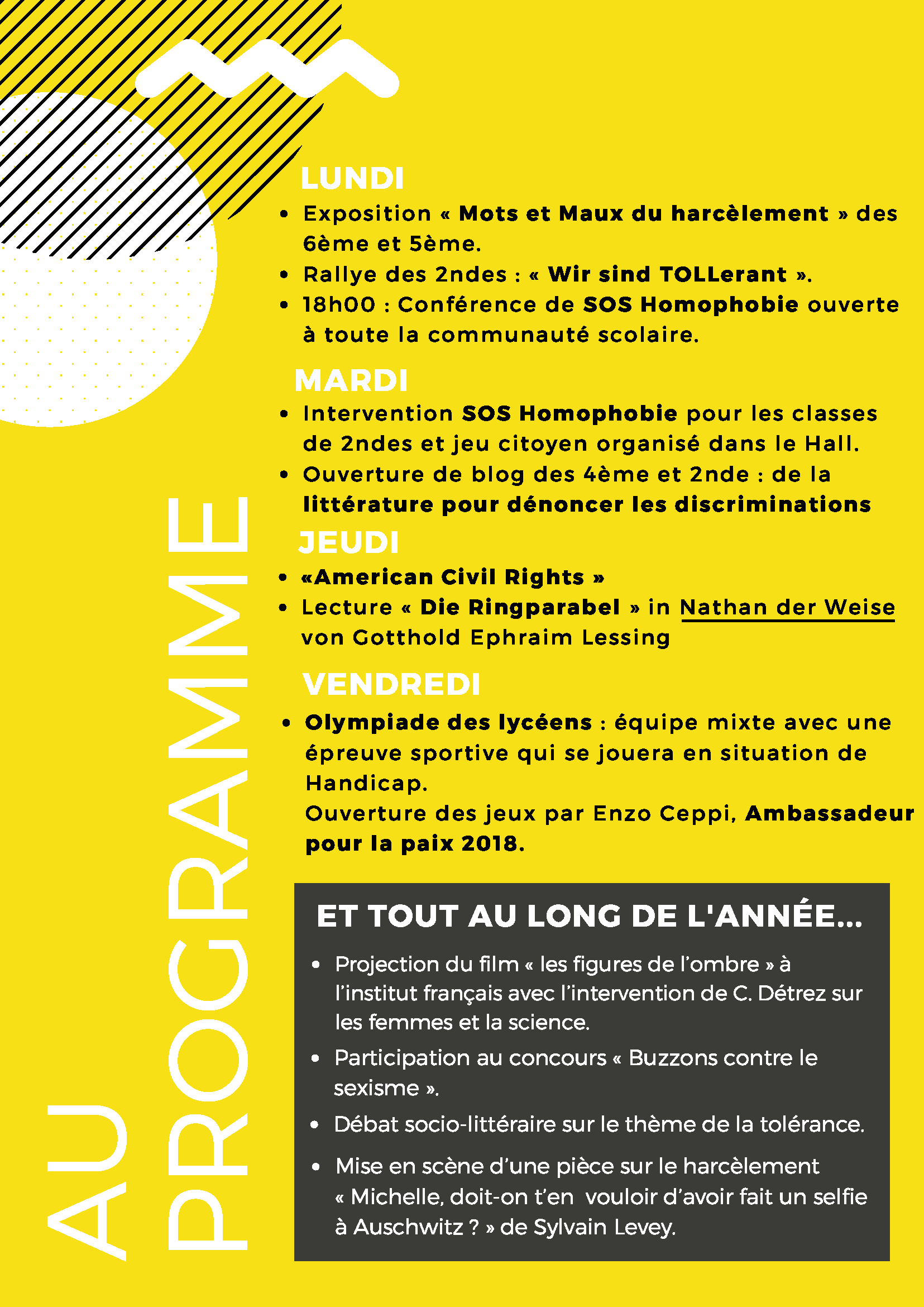 La Semaine Zéro phobie 100%Tolérance au LJR - Vie du lycée - Actualités ... La Semaine Zéro phobie 100%Tolérance au LJR - Vie du lycée - Actualités ...